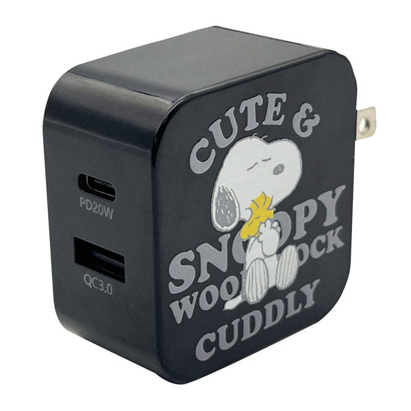 スヌーピー Type-C+USB-A AC-100 チャージャー (ブラック)